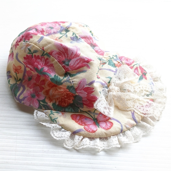 Accessories | Vintage Pink Floral Butterfly Printed Lace Trimmed Baby ...